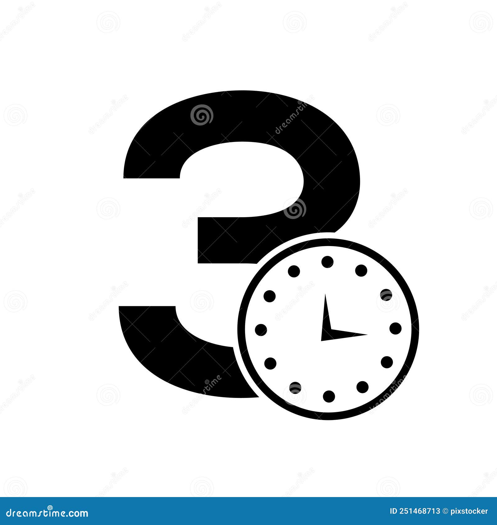 Letter 3 Clock Logo Design Vector Template Stock Vector - Illustration ...