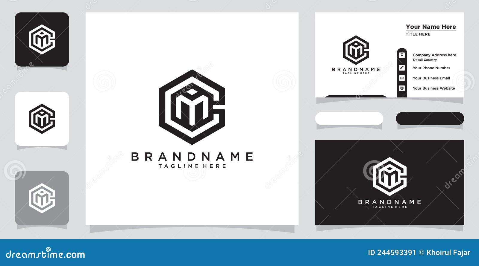 Letter CM Logo Design Vector Template with Business Card Design Stock ...