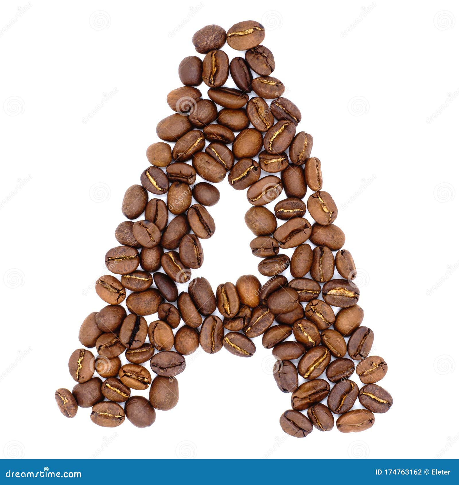 Letter a from Coffee Alphabet Isolated on White Stock Photo - Image of ...