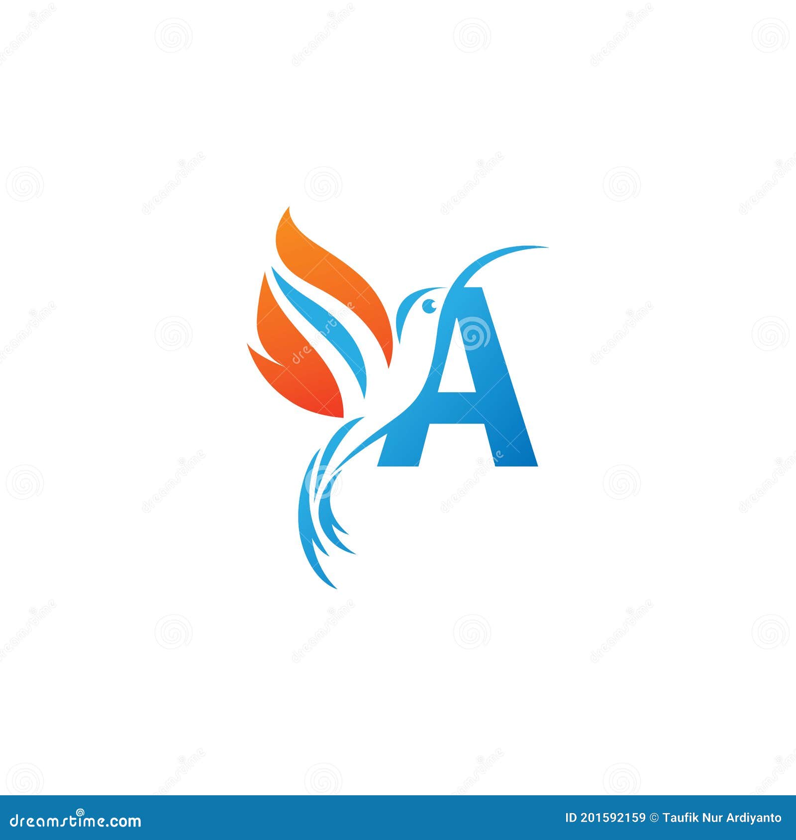 Letter a Combined with the Fire Wing Hummingbird Icon Logo Stock Vector ...