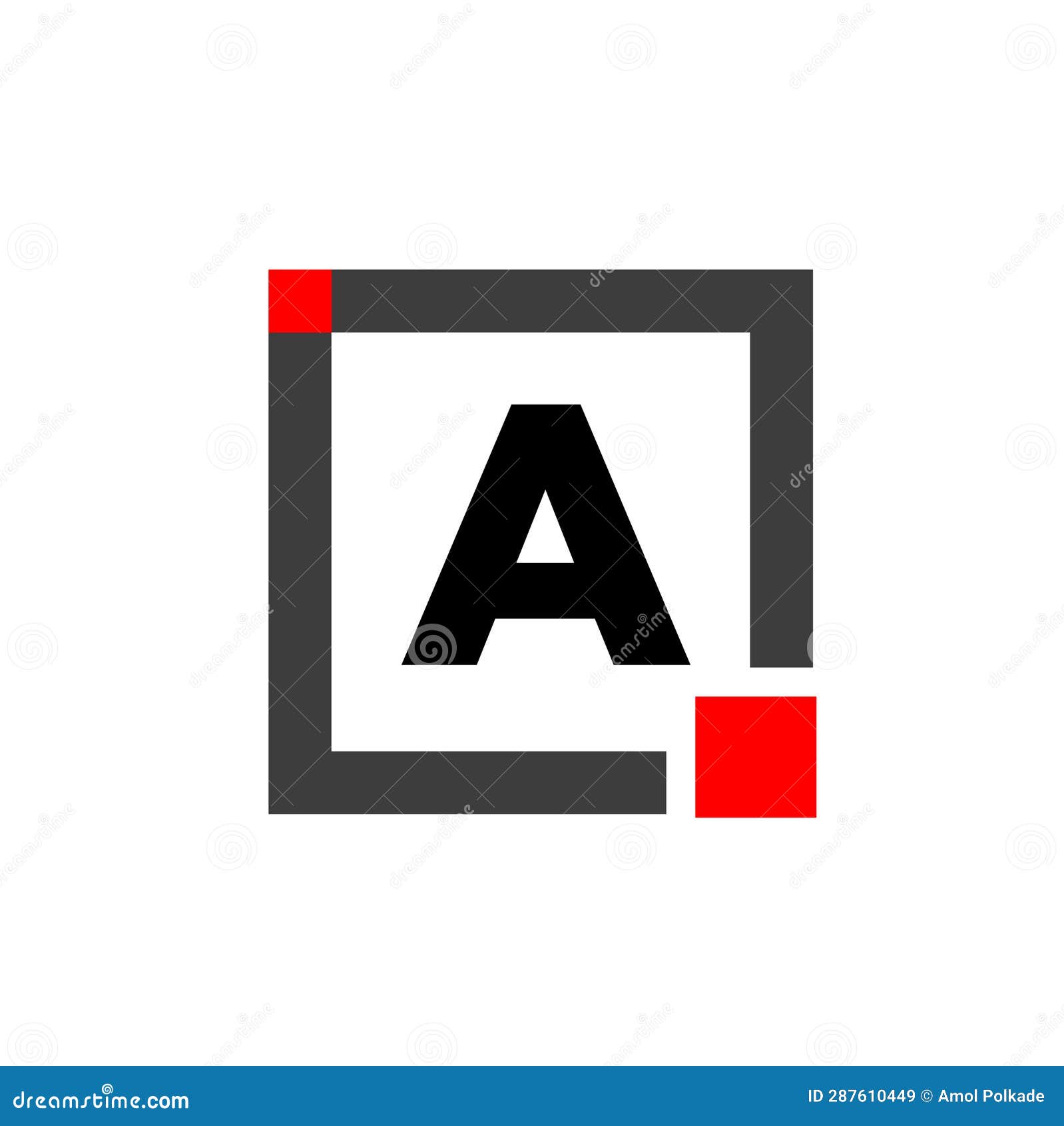 A Letter Company Name with Square Icon. a Red Square Monogram Stock ...