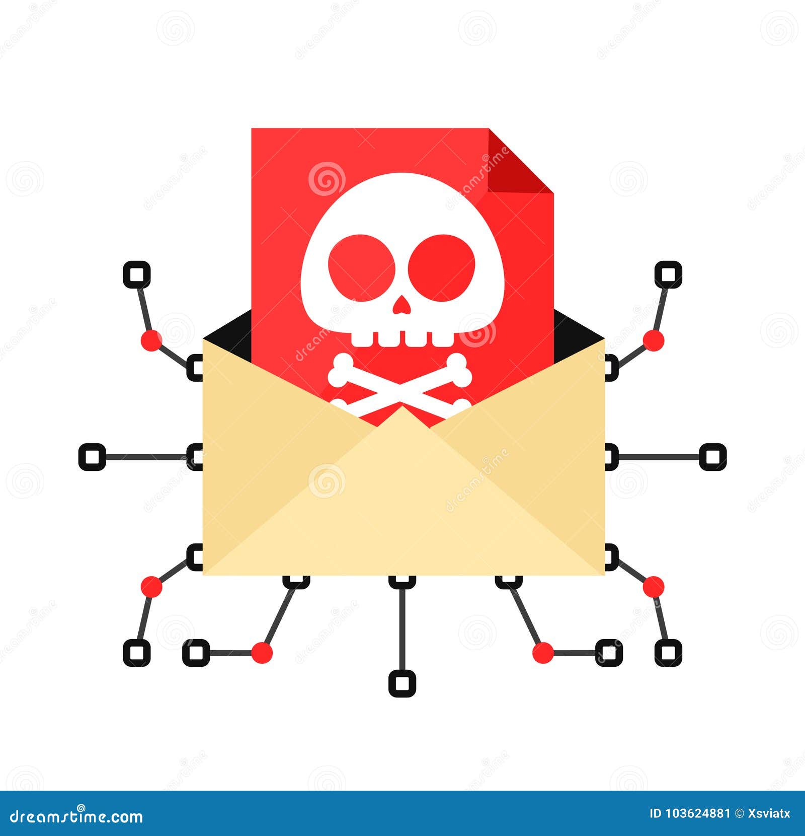 Letter with a Computer Virus. Vector Flat Stock Vector - Illustration ...