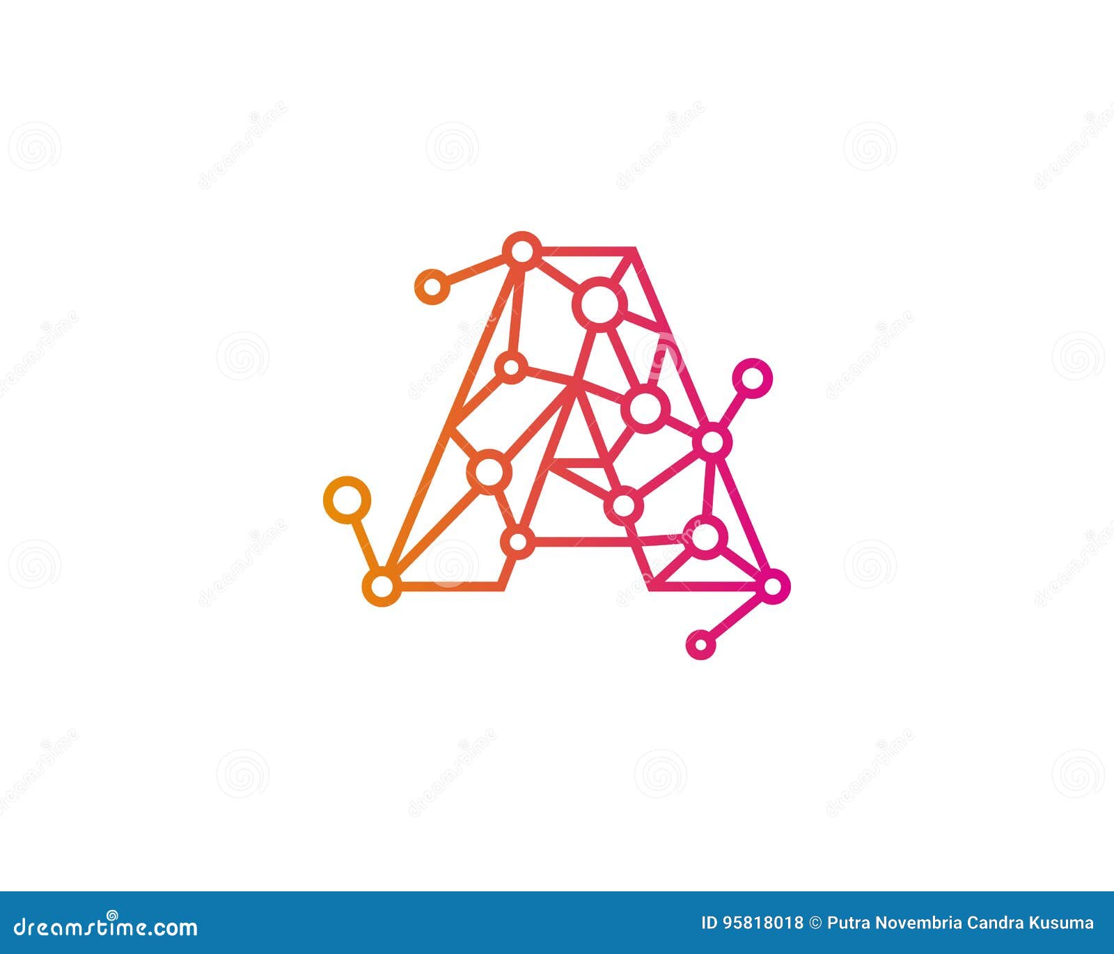 Letter a Connect Dot Network Icon Logo Design Element Stock Vector ...