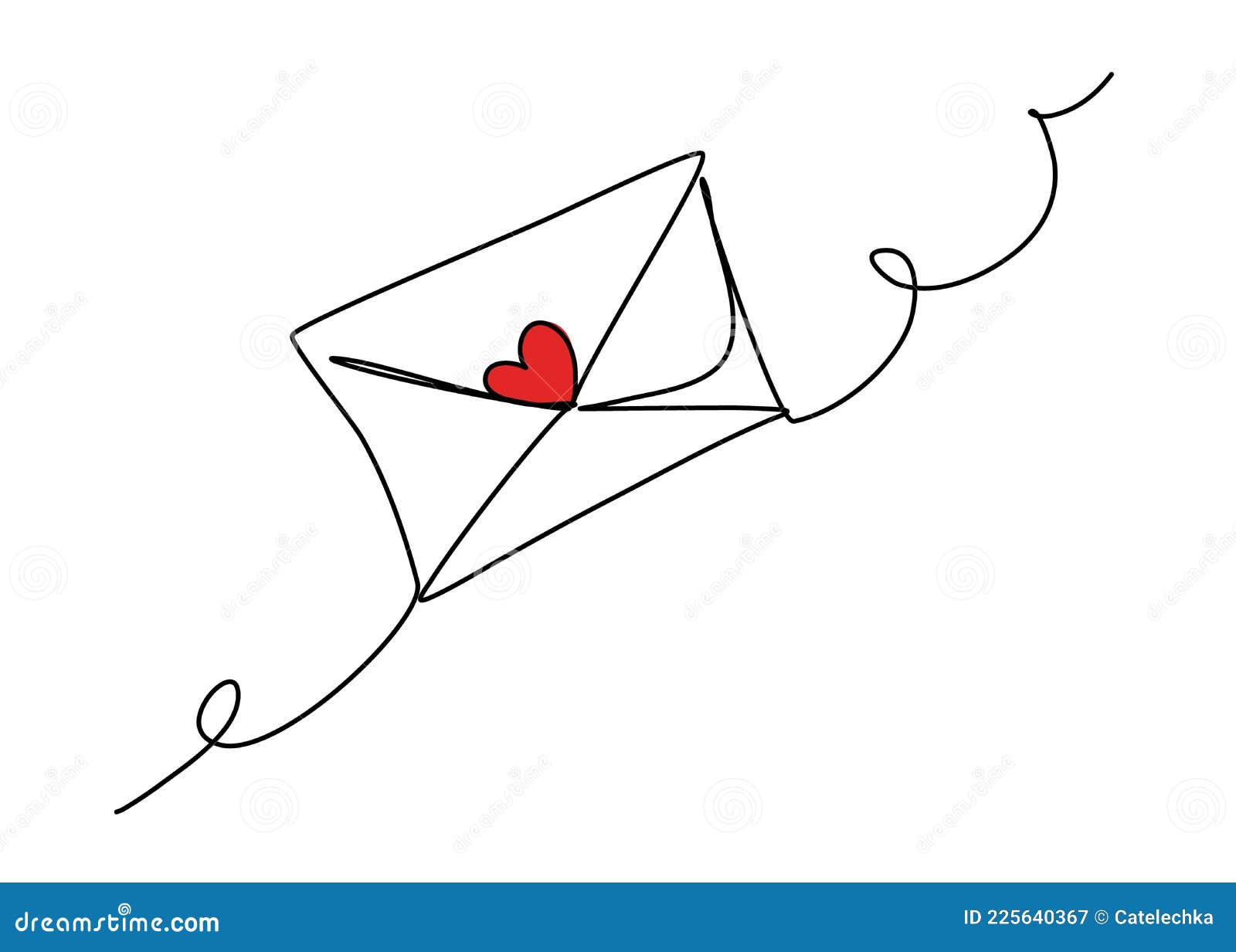 Letter in Continuous Line Drawing. Sketchy Love Mail Concept. Outline ...