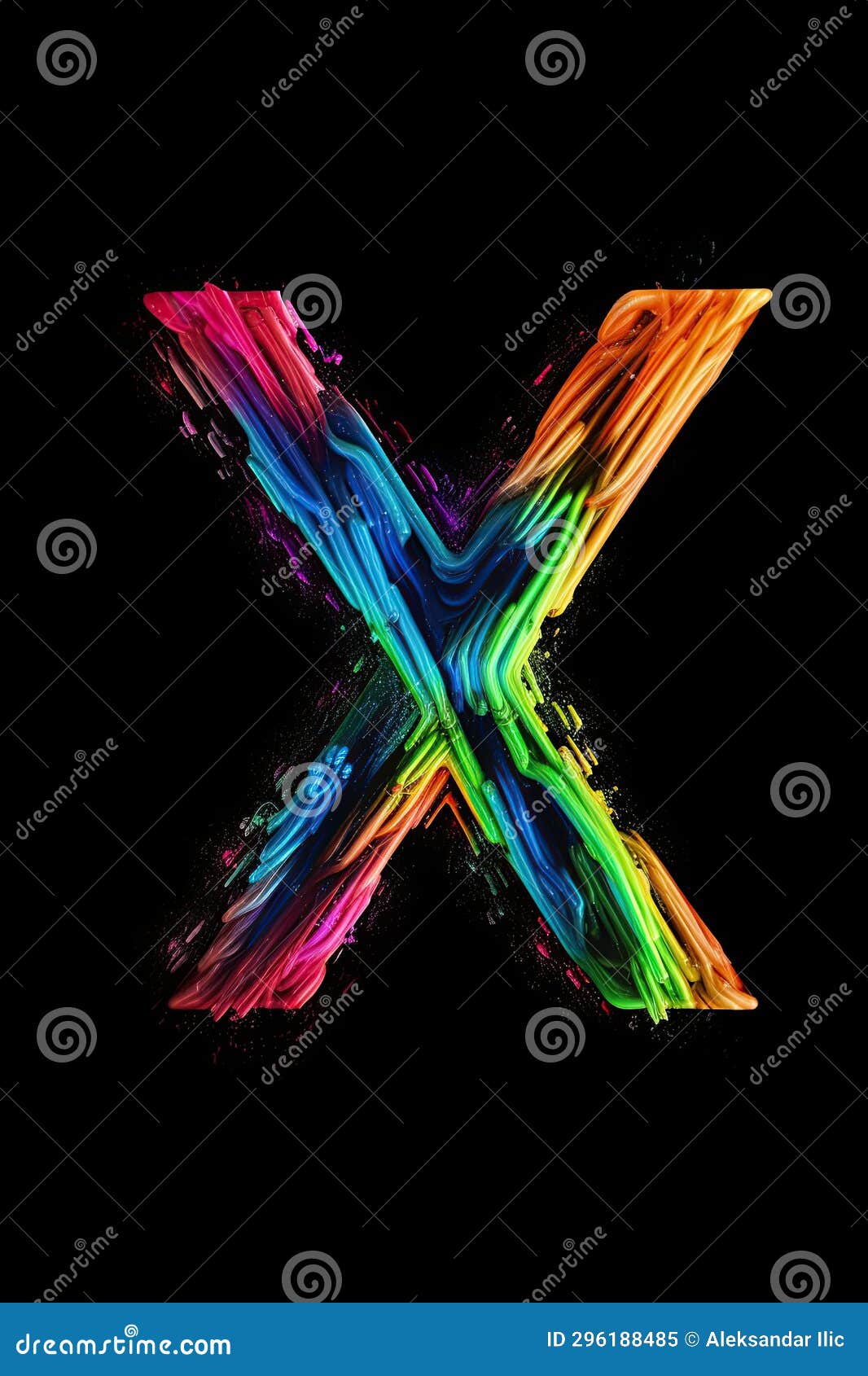 Letter X Covered in Vibrant Paint. Generative Ai Illustration Stock ...
