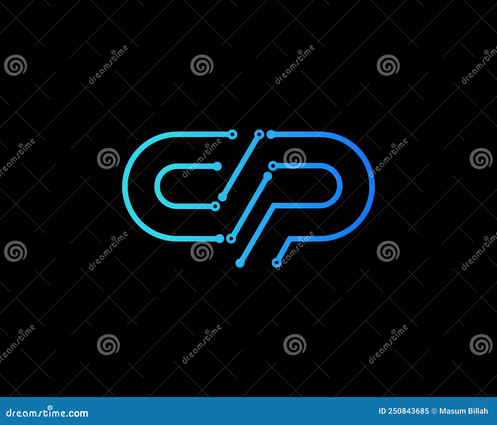 Letter CP, DP Technology and Network Connection Logo Concept. Stock ...