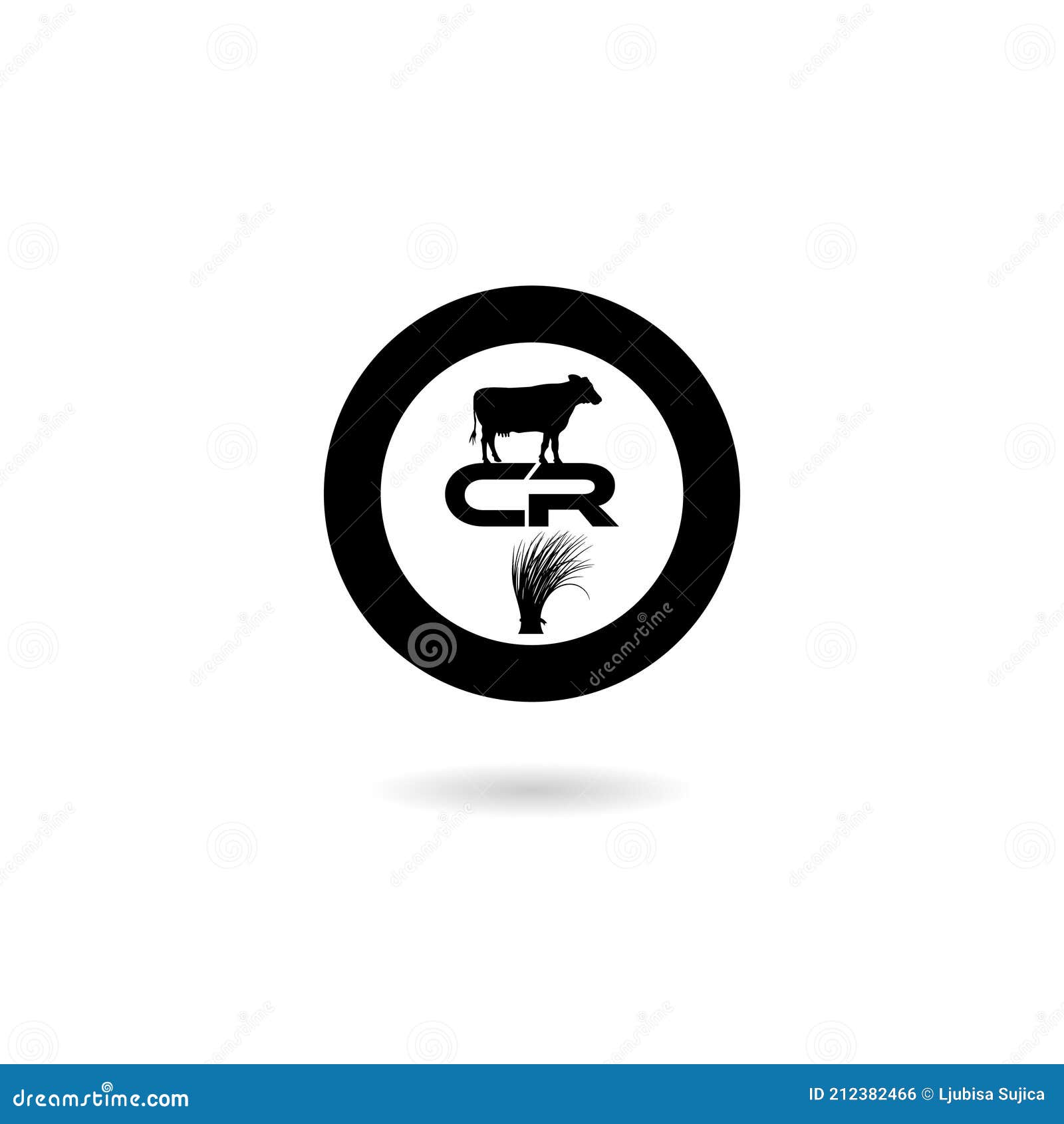 Letter CR Simple Icon with Shadow Stock Vector - Illustration of black ...
