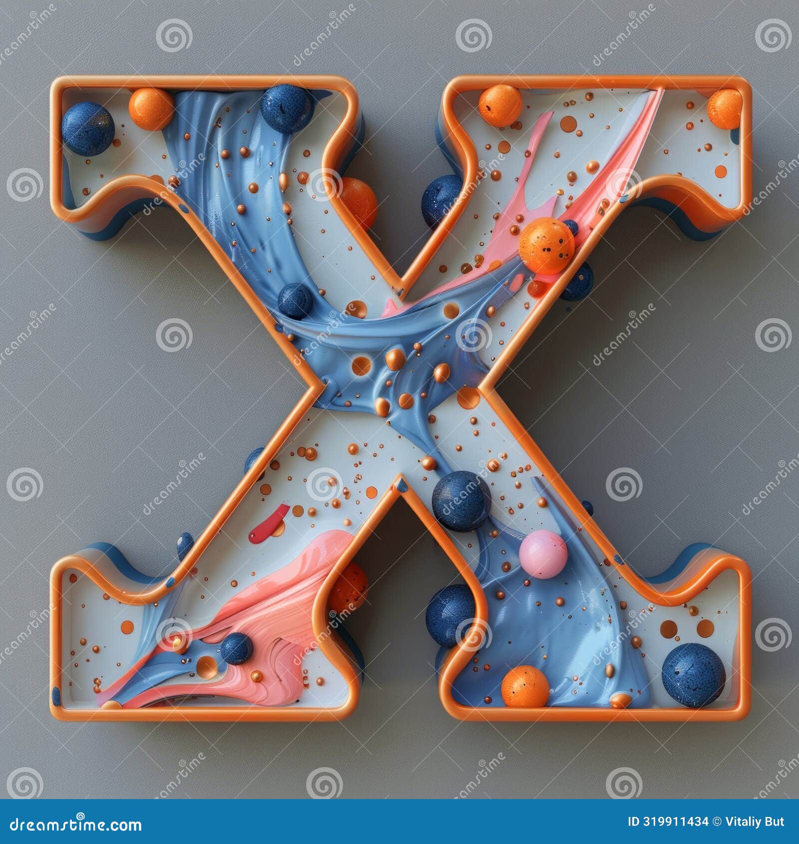 Letter X is Creatively Crafted Using Vibrant Blue and Orange Balls ...