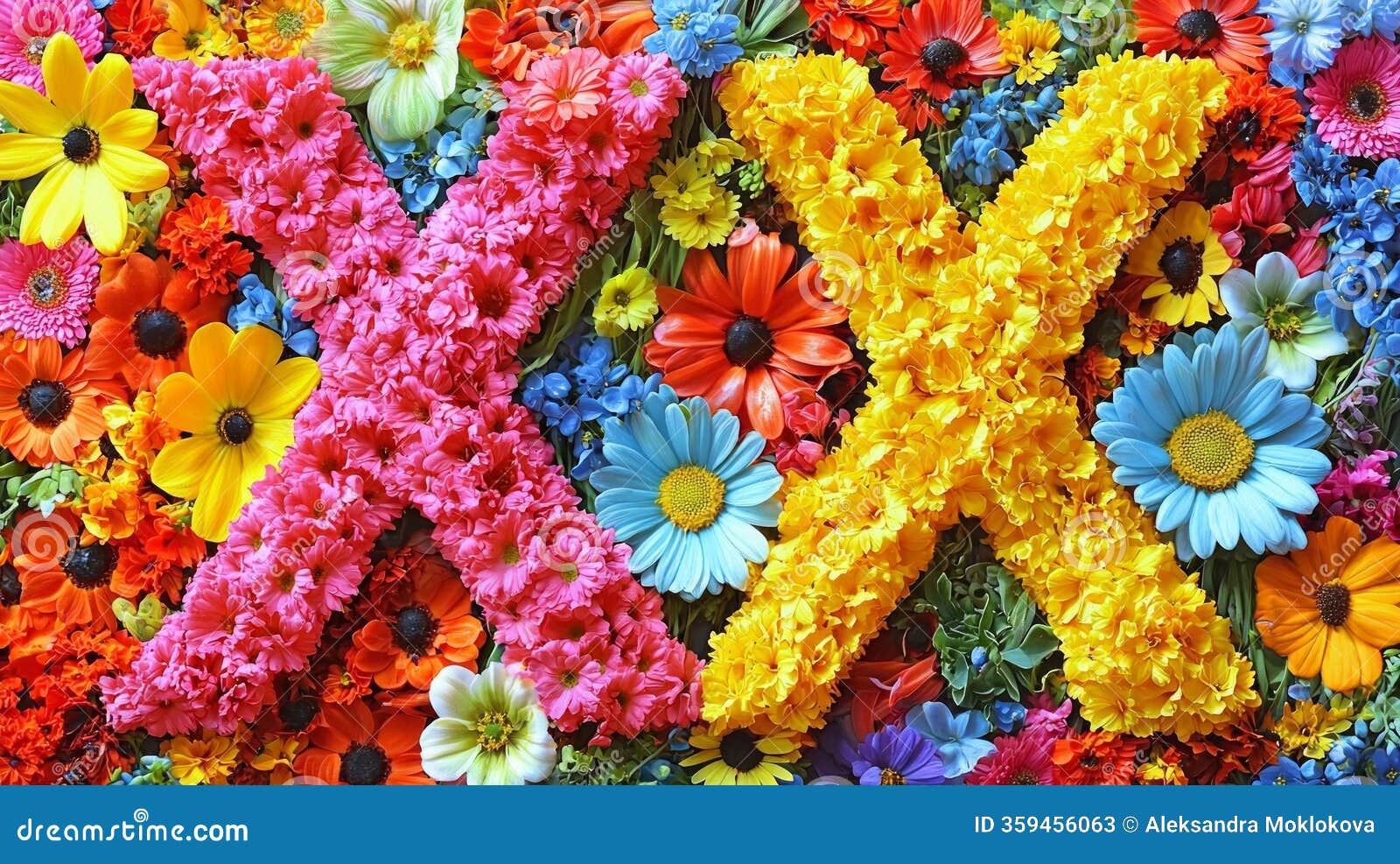 Letter X is Creatively Formed Using Variety of Flowers and Butterflies ...