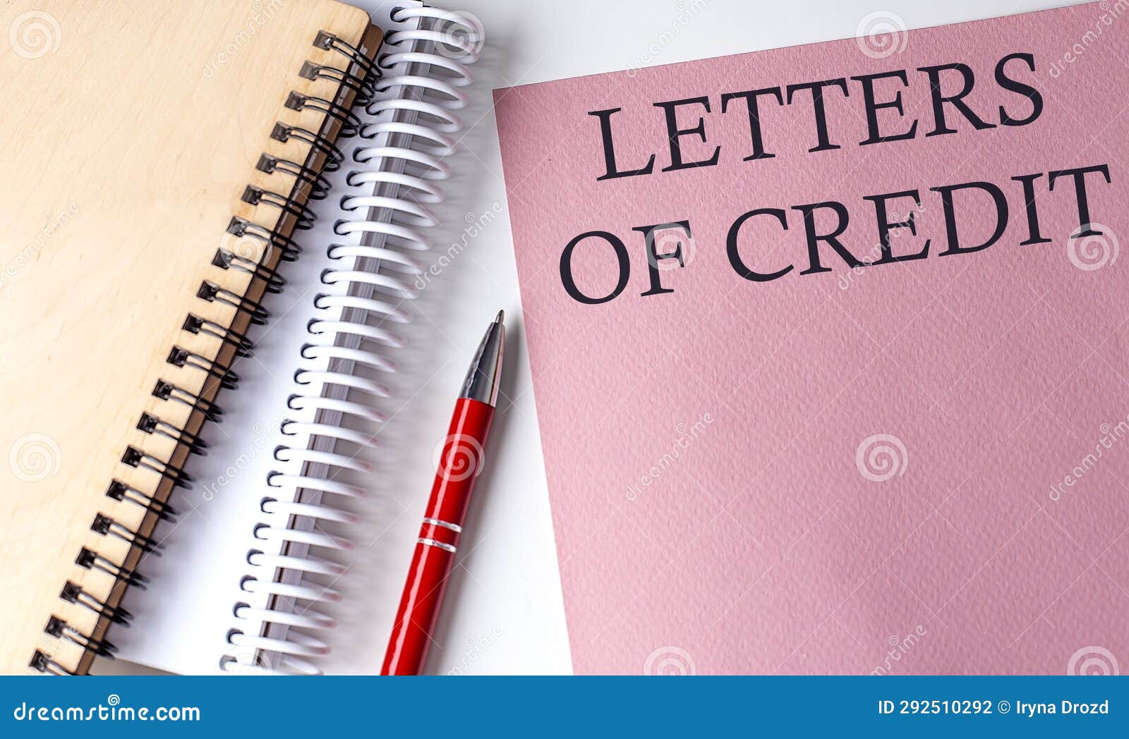 LETTER of CREDIT Word on the Pink Paper with Office Tools on White ...