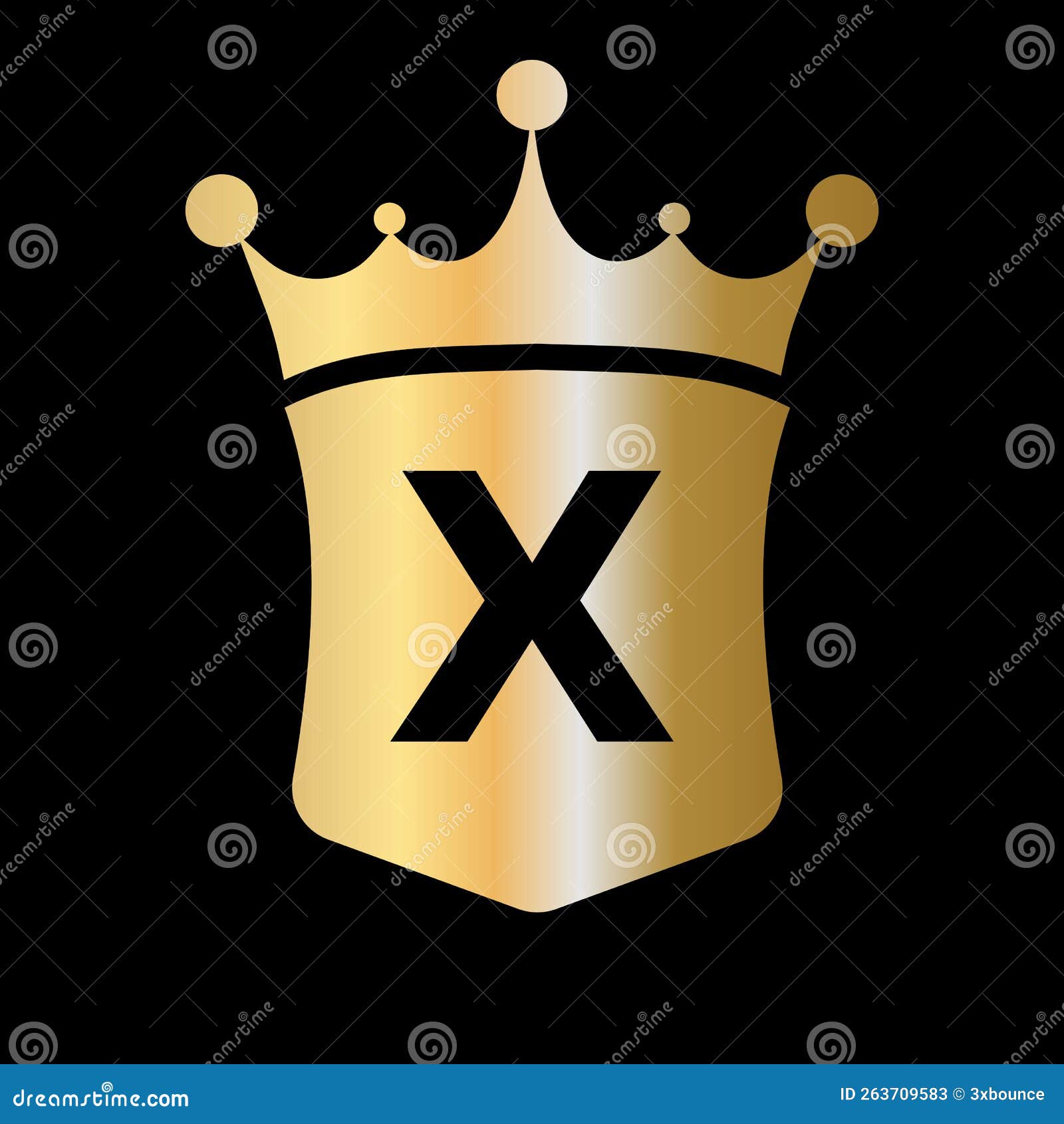 Letter X Crown and Shield Logo Vector Template with Luxury Concept ...