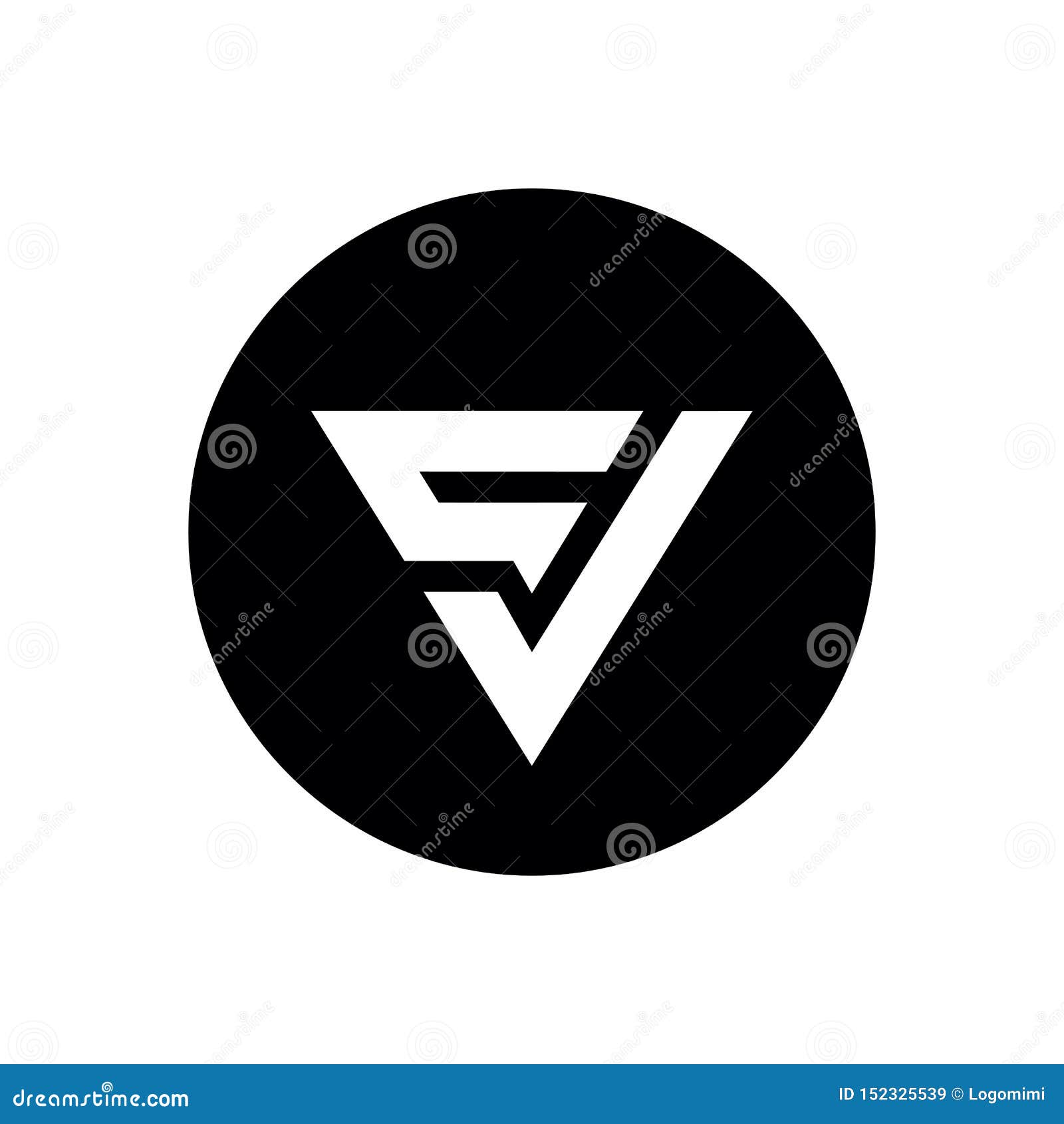 Letter CV or VC Logo Icon, Triangle and Circle Shape Design, Black and ...