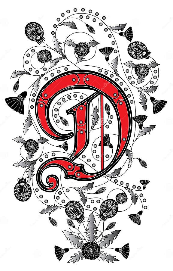 Letter D stock vector. Illustration of pattern, vintage - 12471898