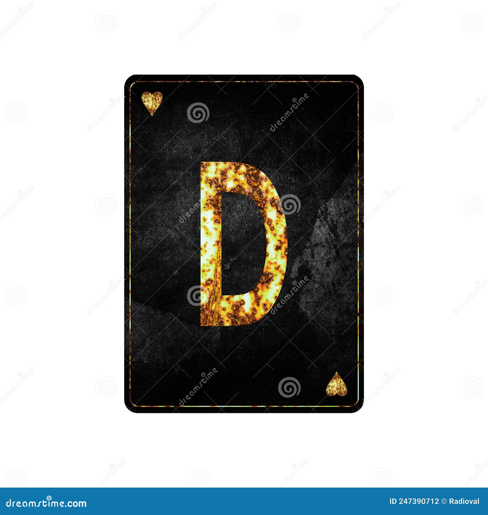 Letter D. Alphabet on Vintage Playing Cards Stock Illustration ...