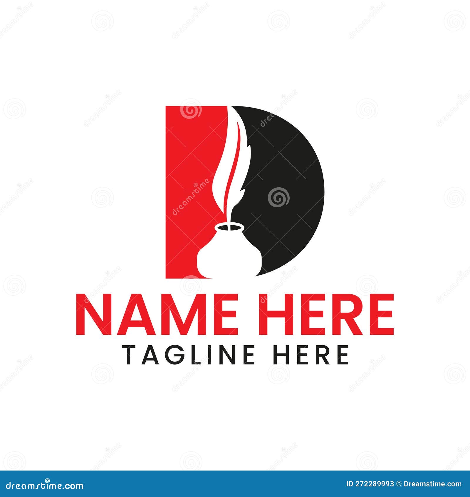 Letter D Art Logo Concept with Ink Bottle Icon Vector Template Stock ...