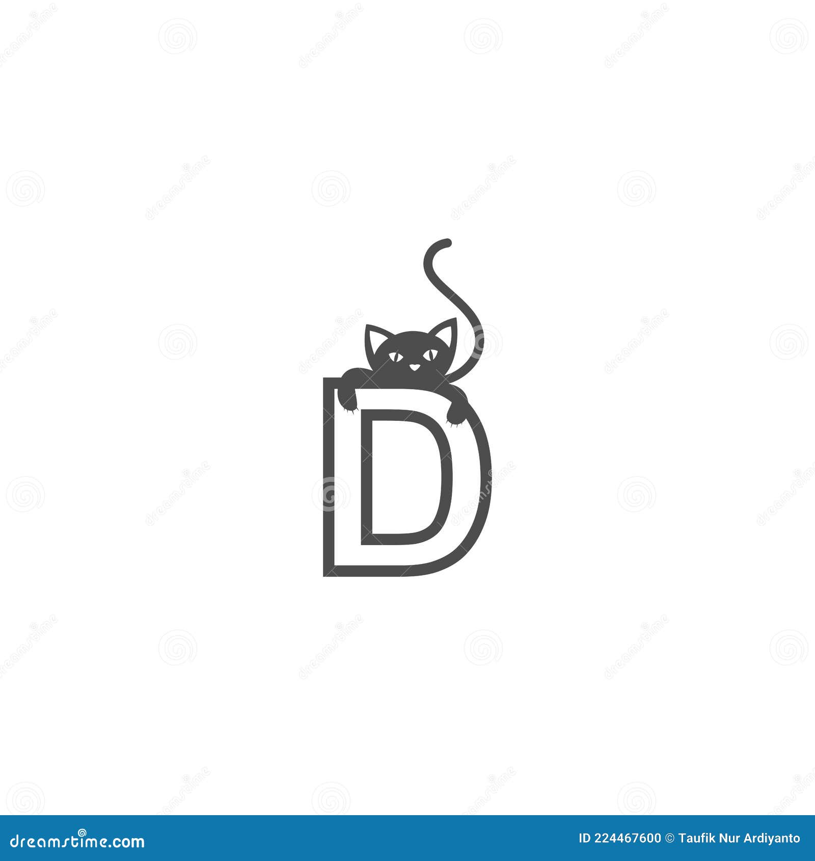 Letter D with Black Cat Icon Logo Design Template Stock Illustration ...