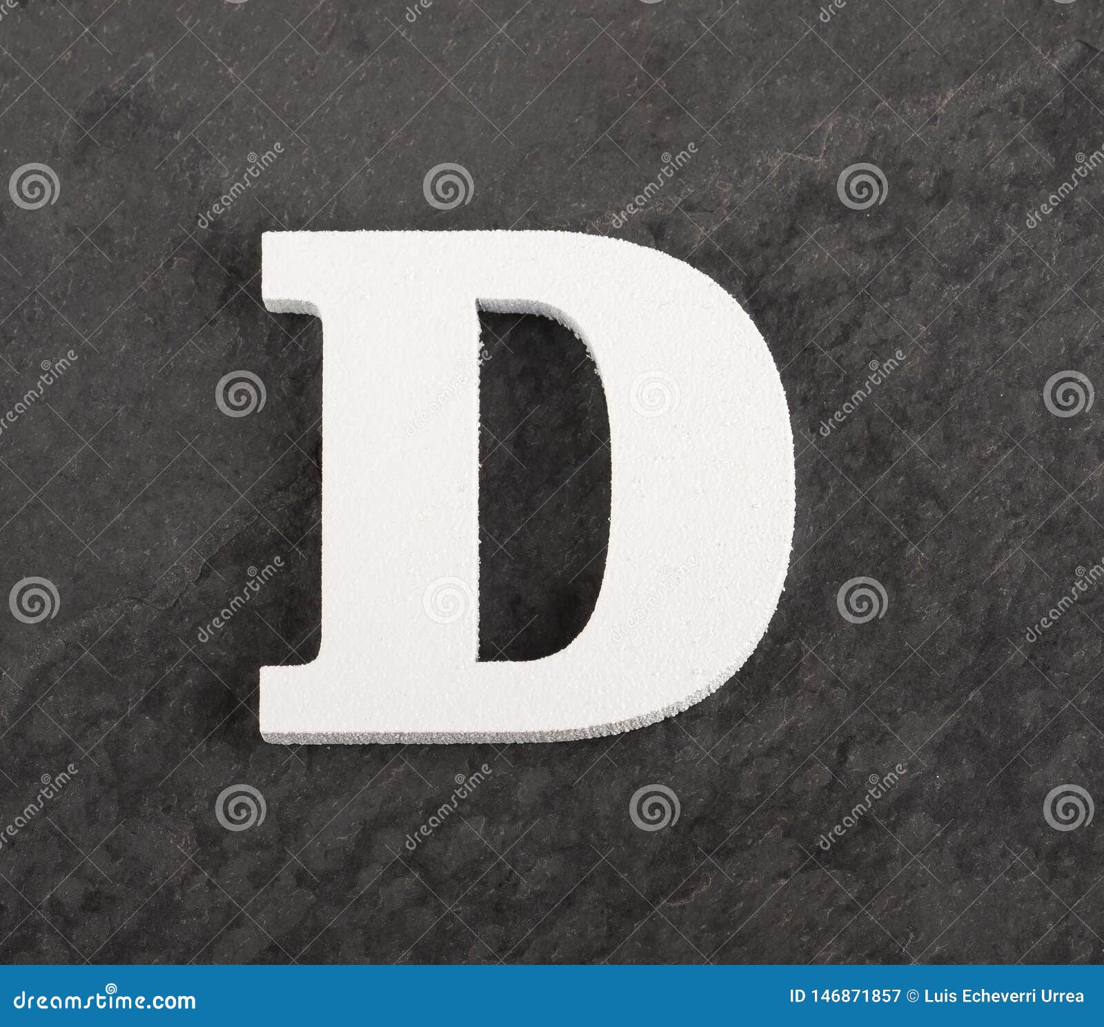 Letter D from Blank Alphabet on Gray Background - Top View Stock ...