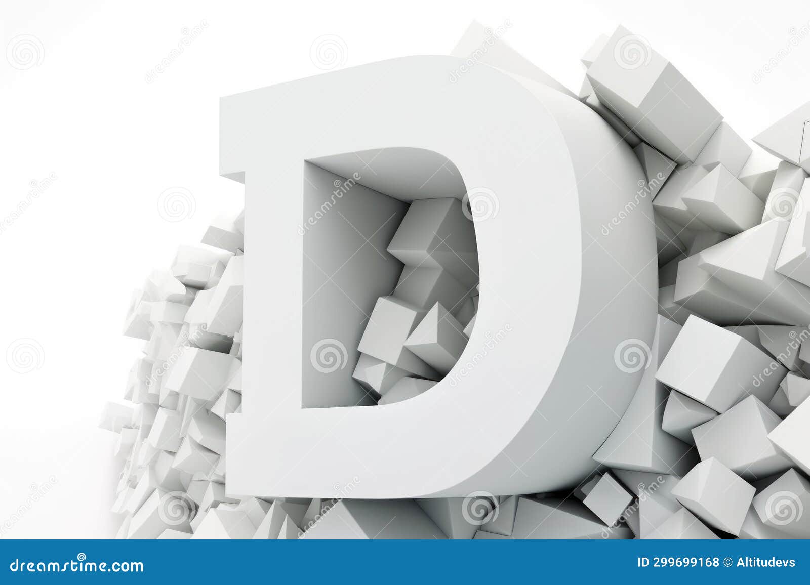 Letter D, 3d Block Letters Style, on White Background Stock ...