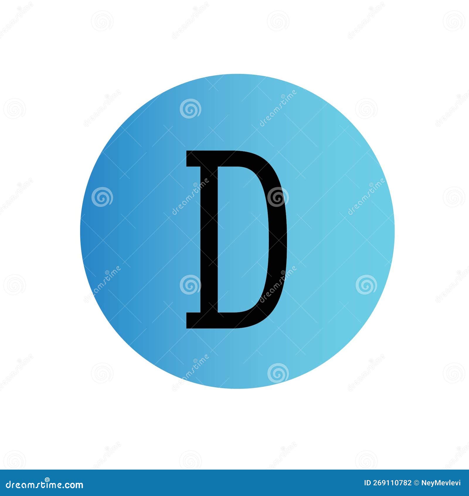 The Letter D in a Blue Gradation Circle. Stock Illustration ...