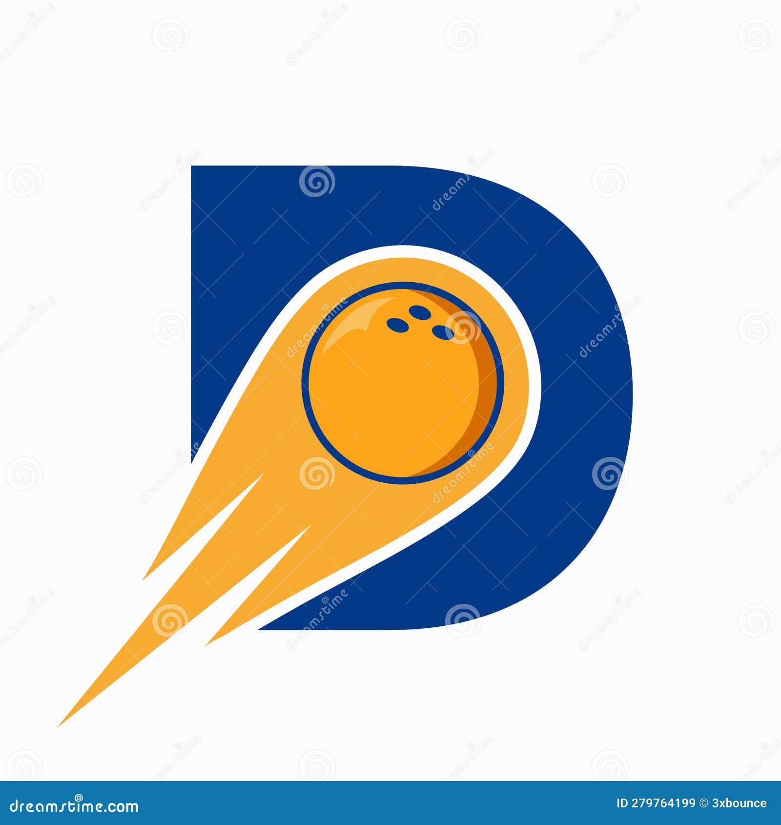 Letter D Bowling Logo. Bowling Ball Symbol with Red Moving Ball Icon ...