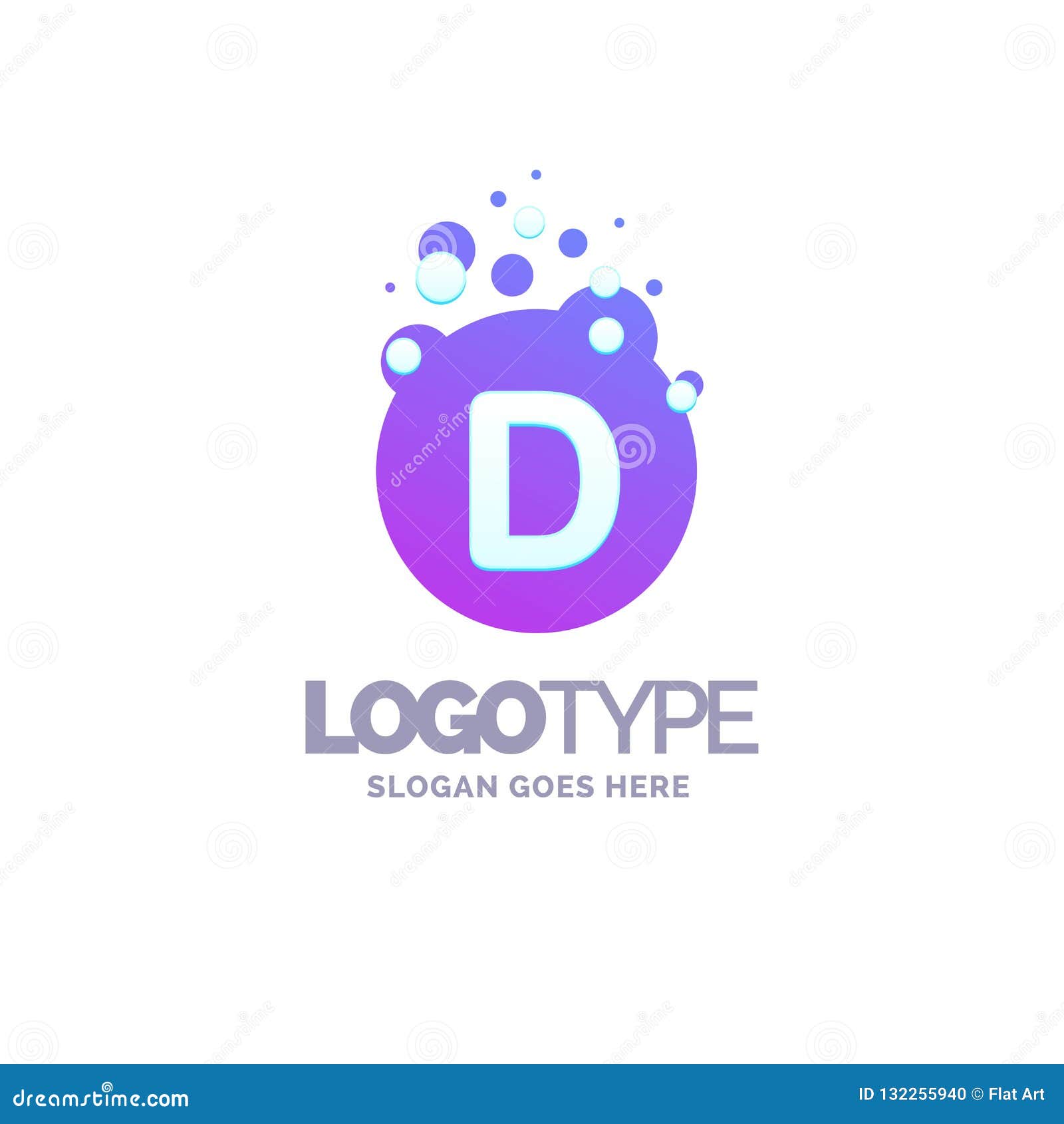 Letter D Bubbles Logo Purple Template Stock Vector - Illustration of ...