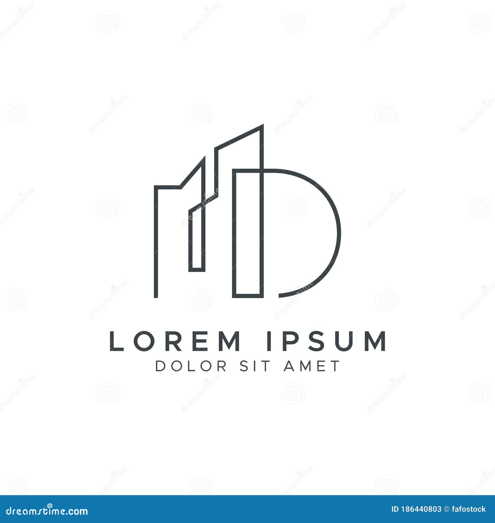 Letter D Building Line Logo Vector Design Template Stock Vector ...