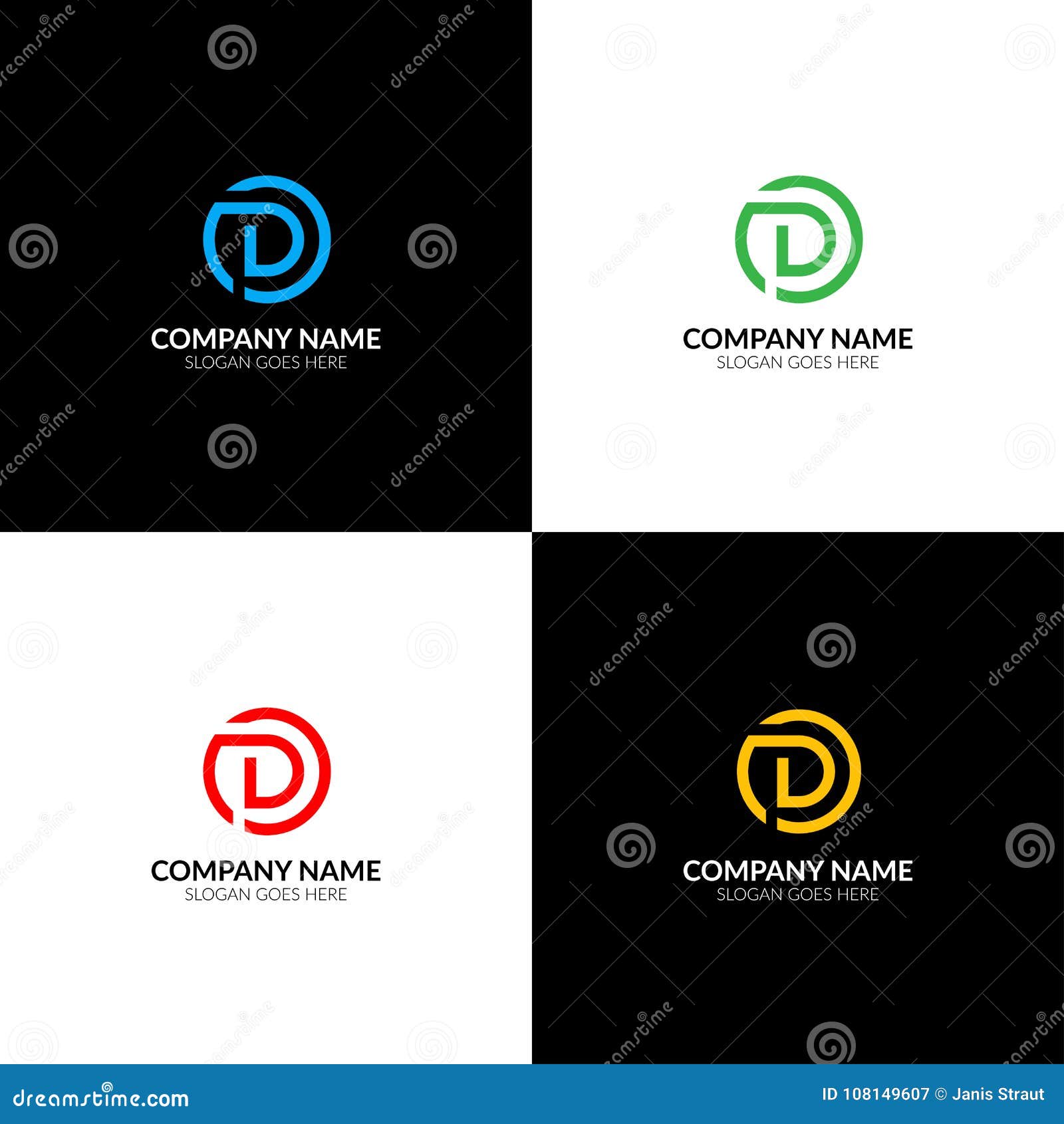 Letter D in Circle Logo, Icon Flat and Vector Design Template. Stock ...