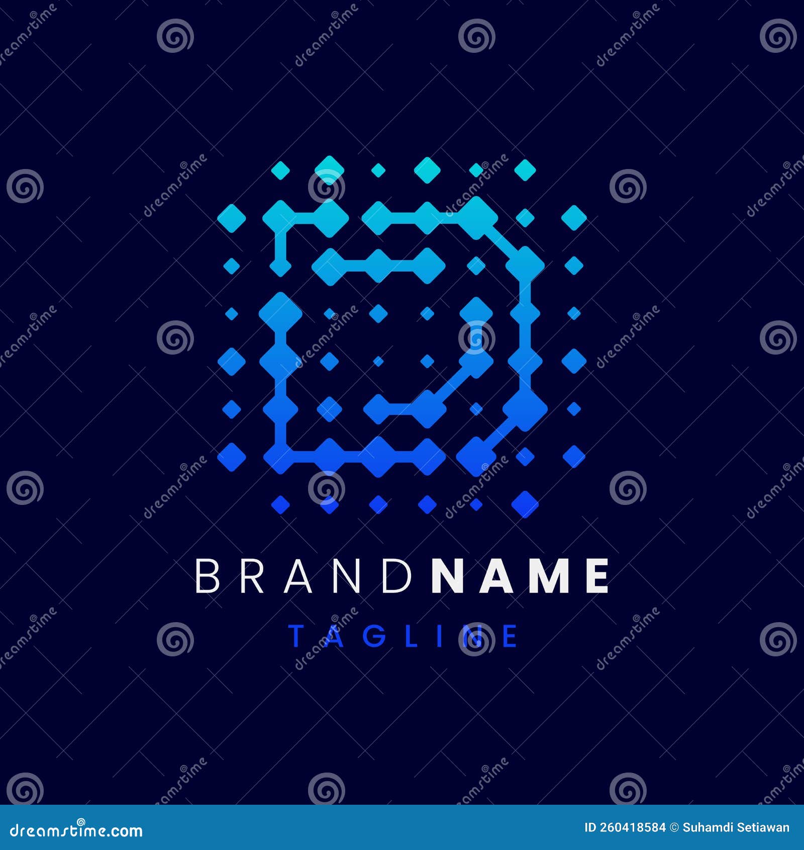 Letter D Connected Dots Technology Logo Design Stock Vector ...