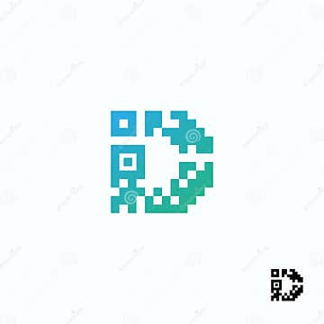 Letter D Creative Technological Modern Data Pixel QR Code Logo Stock ...