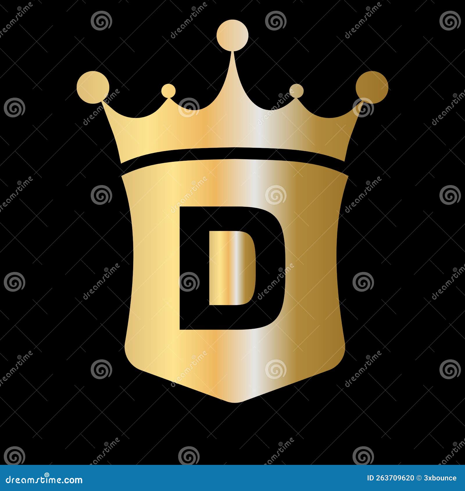 Letter D Crown and Shield Logo Vector Template with Luxury Concept ...