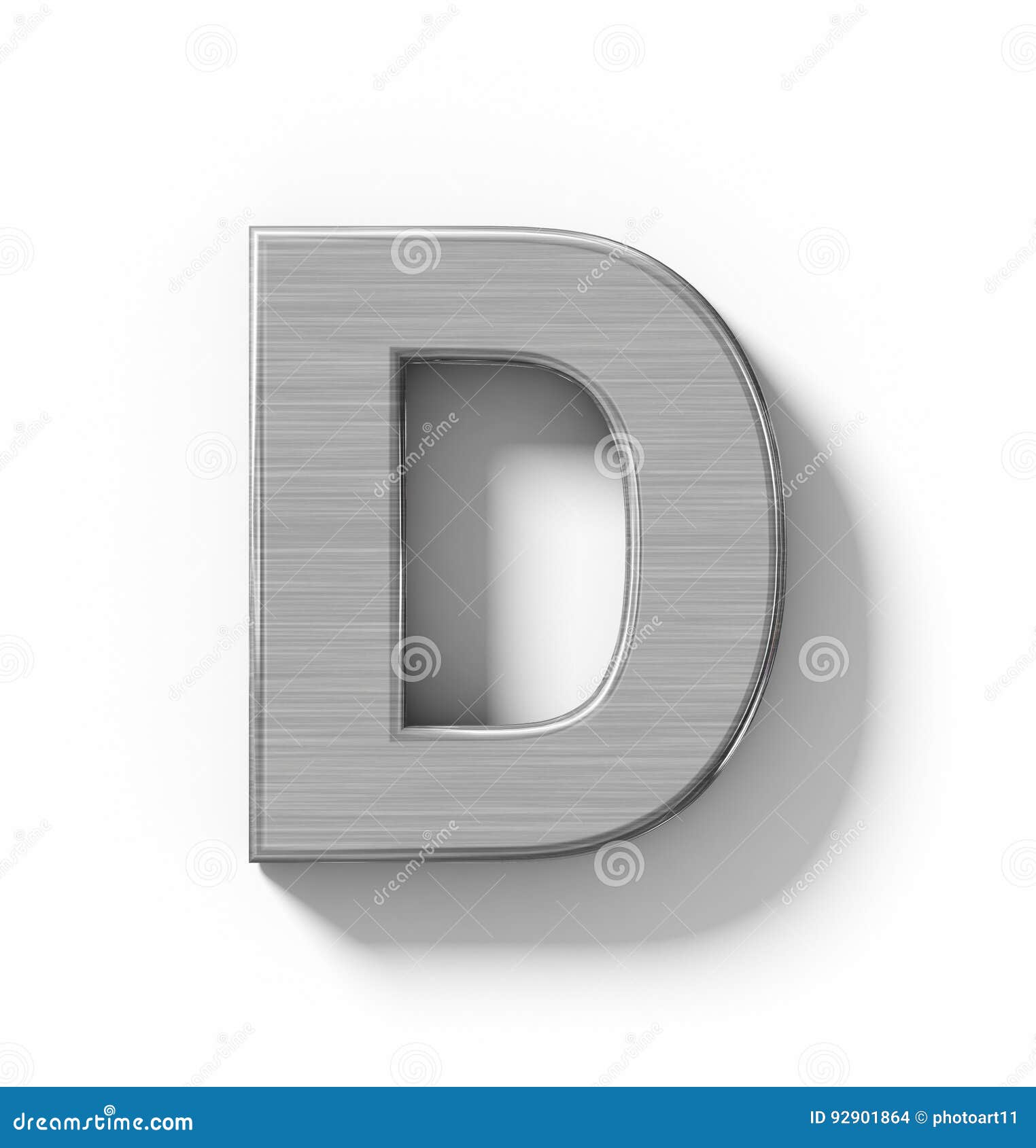 Letter D 3D Metal Isolated on White with Shadow - Orthogonal Pro Stock ...