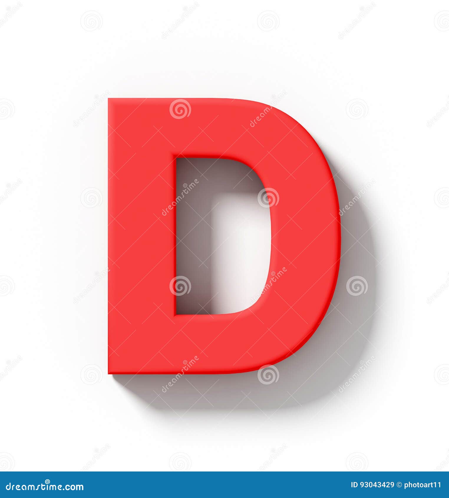 Letter D 3D Red Isolated on White with Shadow - Orthogonal Projection ...