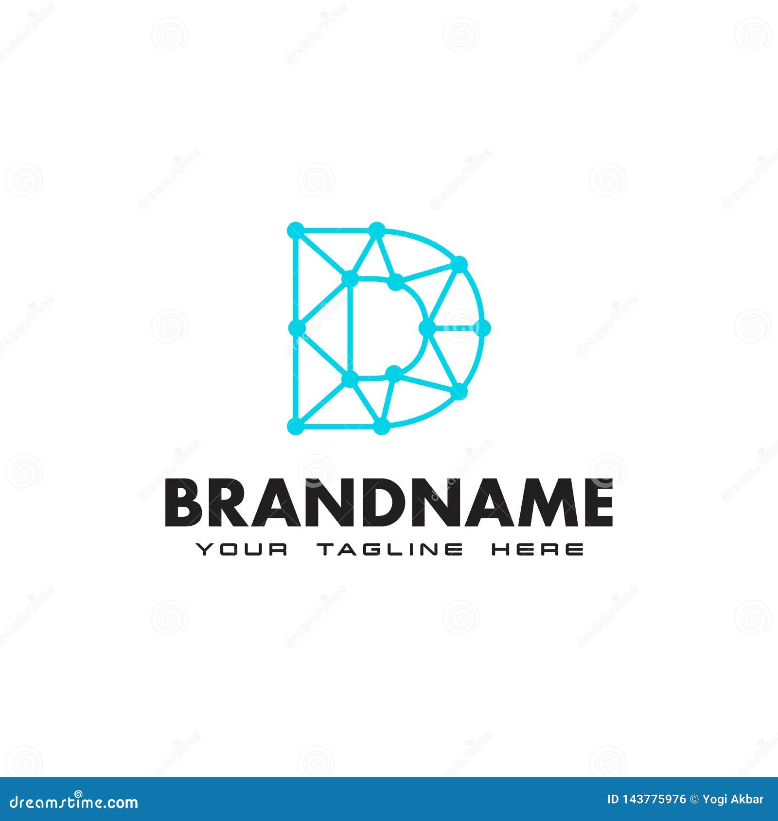 Letter D Dot Network Connection Logo Design Template Stock Vector ...
