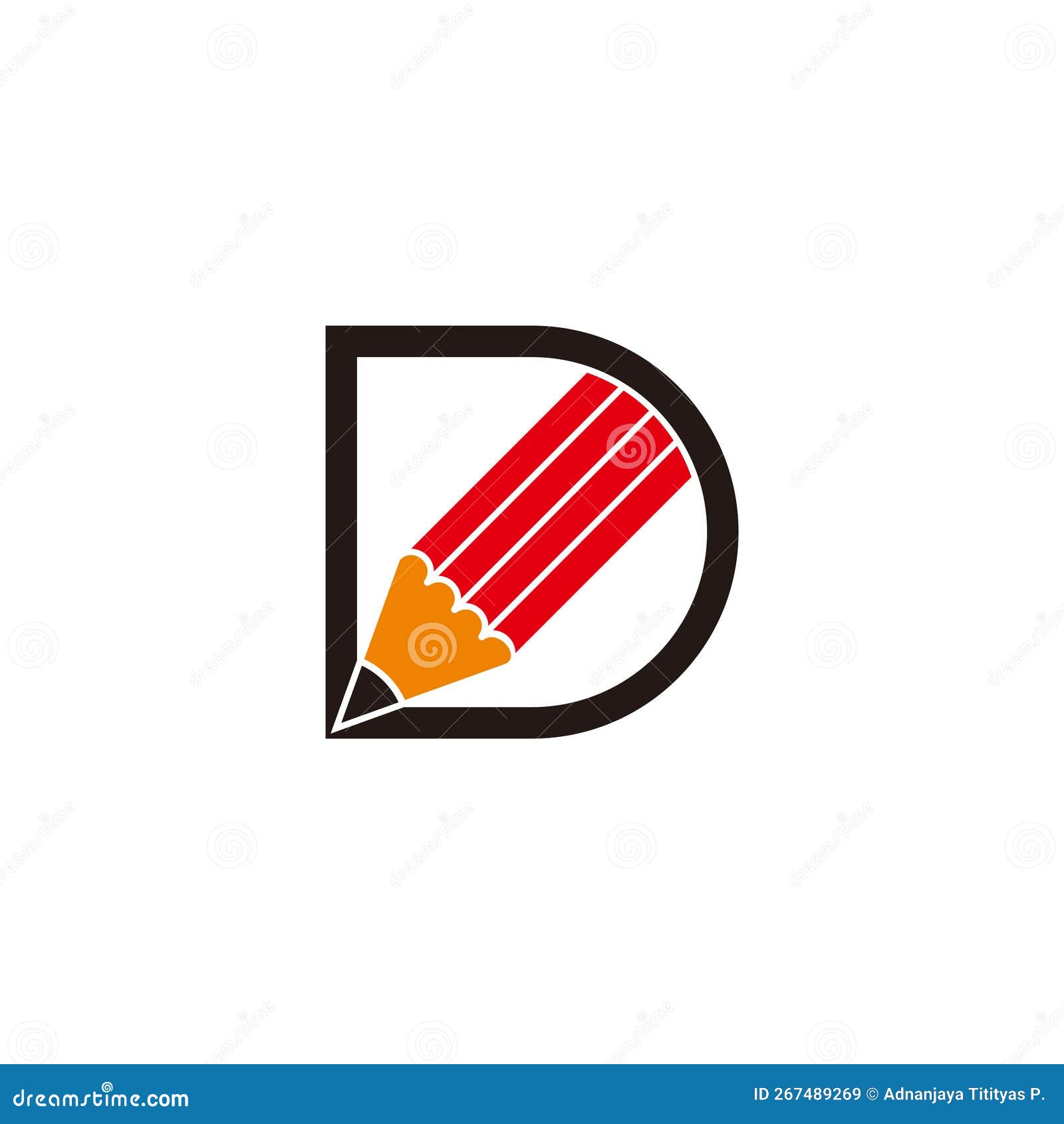 Letter D Drwawing Pen Colorful Geometric Logo Vector Stock Vector ...
