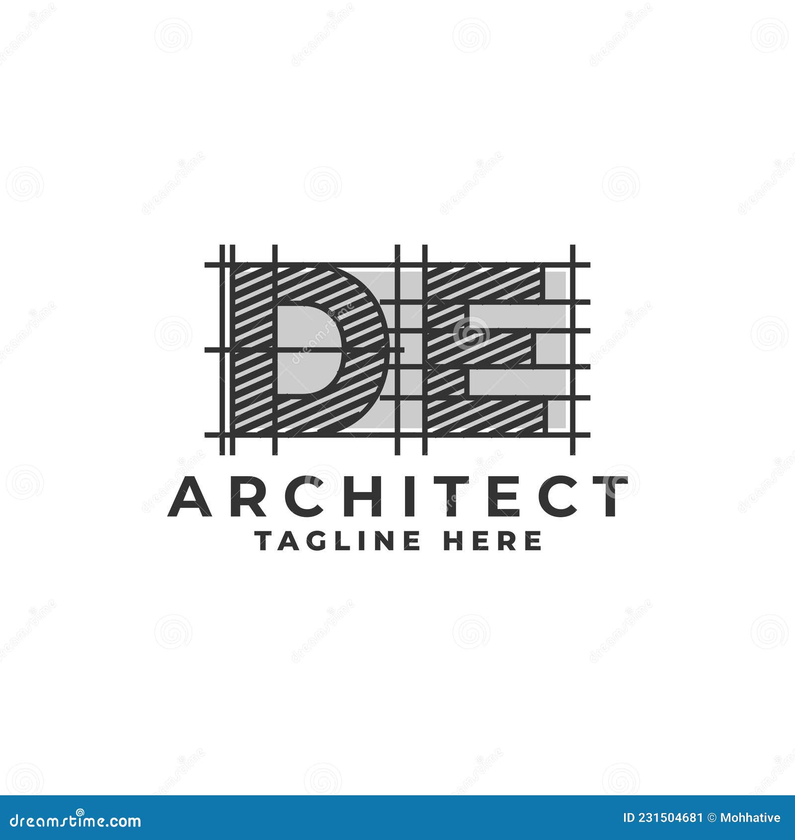 Letter D and E Logo with a Sketch Style. Architect Company Logo Vector ...