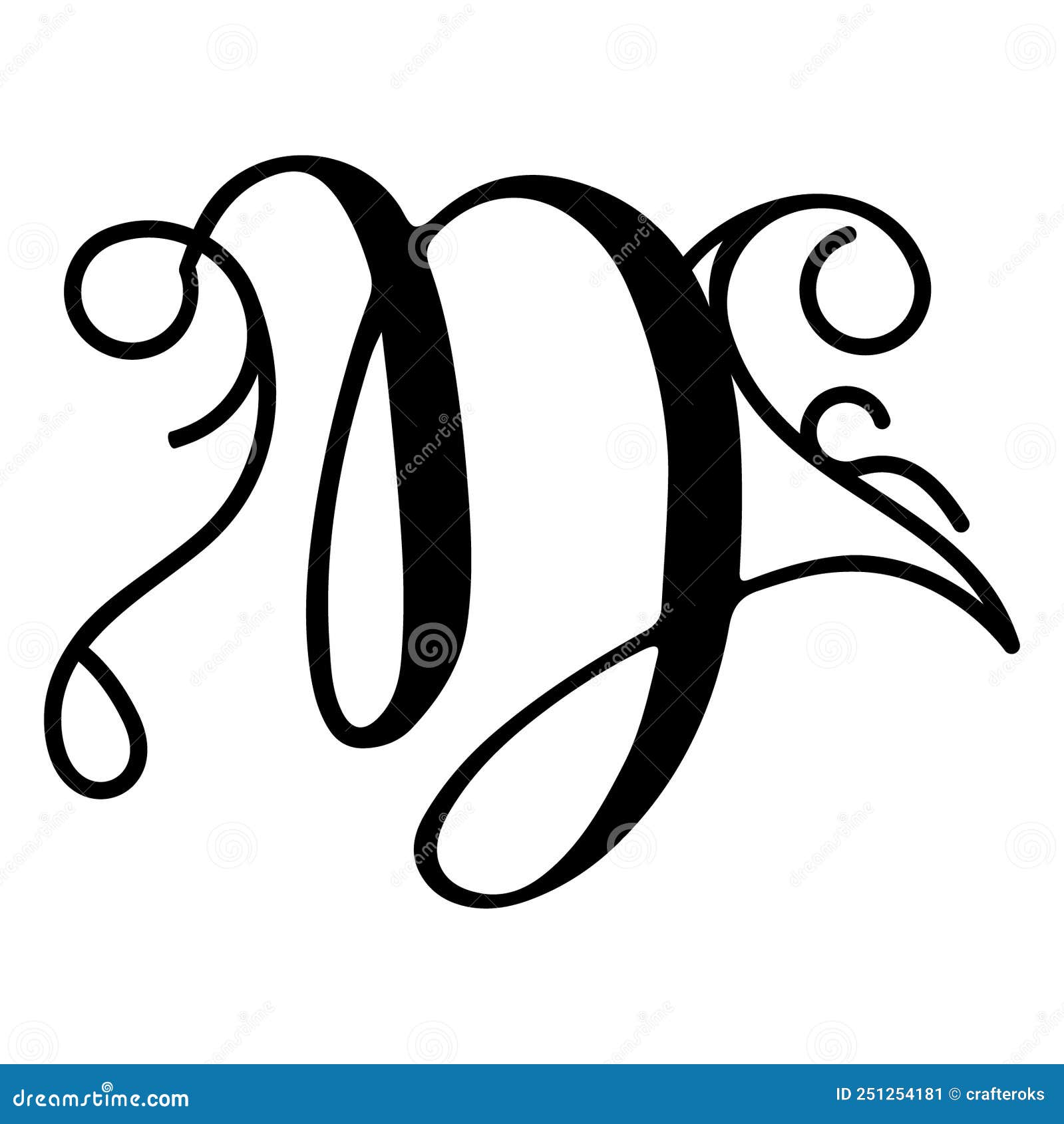 The Letter D Elegant Initial Letters and Fancy Alphabet with Vines EPS ...