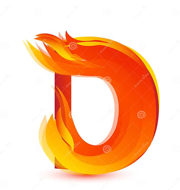 Letter D in Fire Flame Icon Vector Stock Vector - Illustration of ...