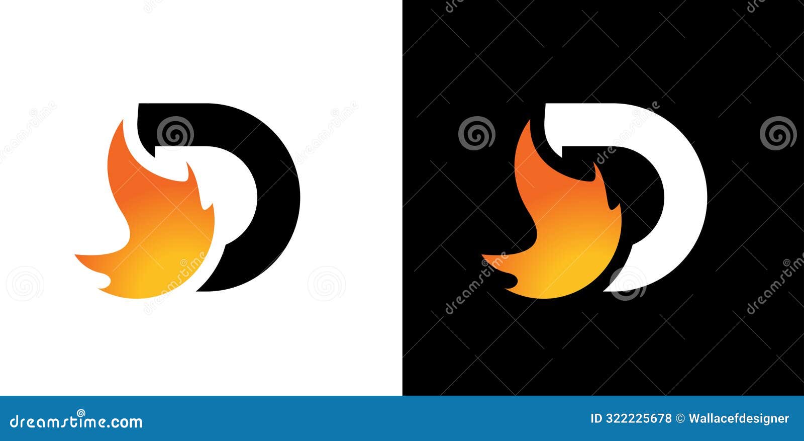 Letter D with Fire Flame Logo Symbol Stock Illustration - Illustration ...