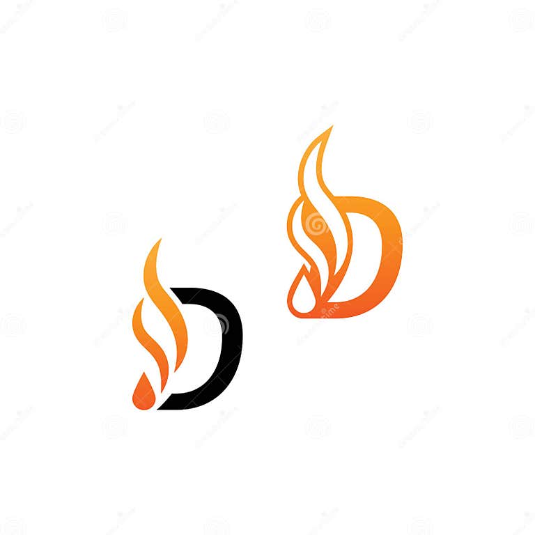 Letter D and Fire Waves, Logo Icon Concept Design Stock Vector ...