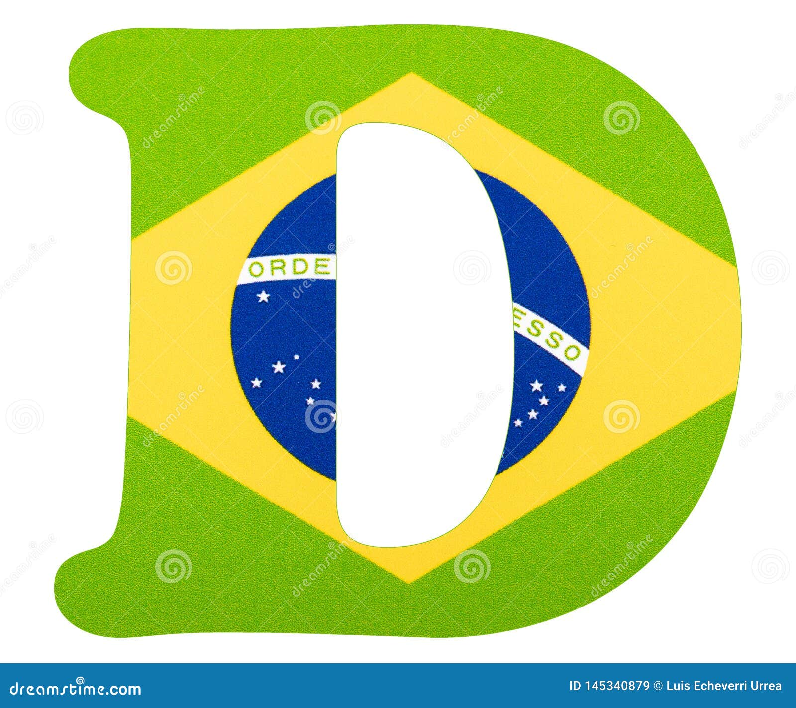 Letter D - Flag of Brazil. White Background Stock Illustration ...
