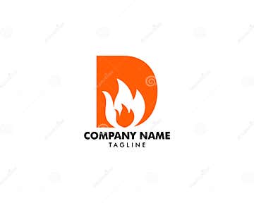 Letter D with Flame Fire Vector Logo Design Stock Vector - Illustration ...