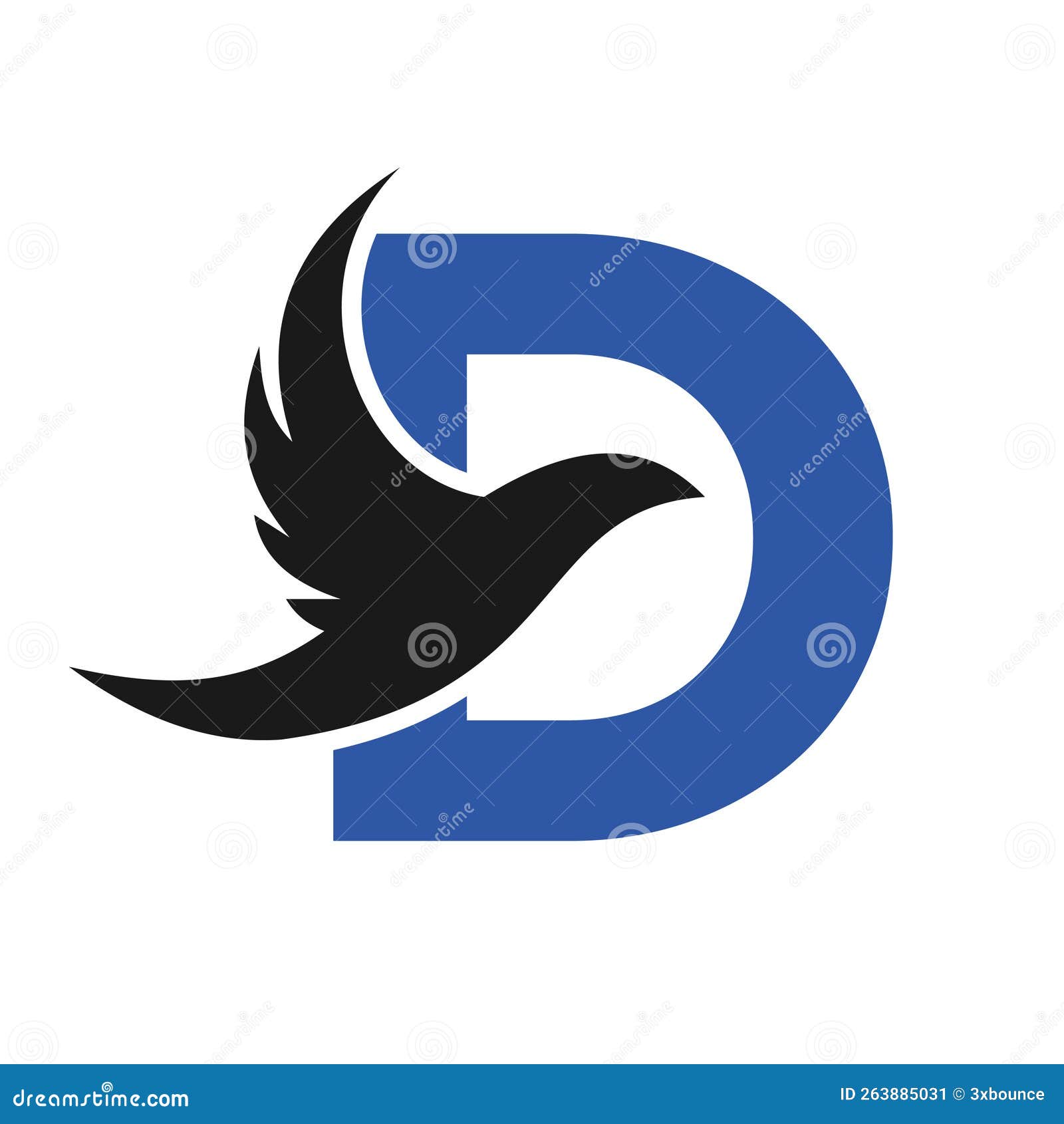 Letter D Flying Bird Logo Template Vector Sign. Dove Bird Logo on ...