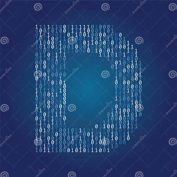 Letter D Font Made from Binary Code Digits on a Dark Blue Background ...