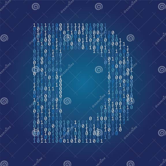 Letter D Font Made from Binary Code Digits on a Dark Blue Background ...