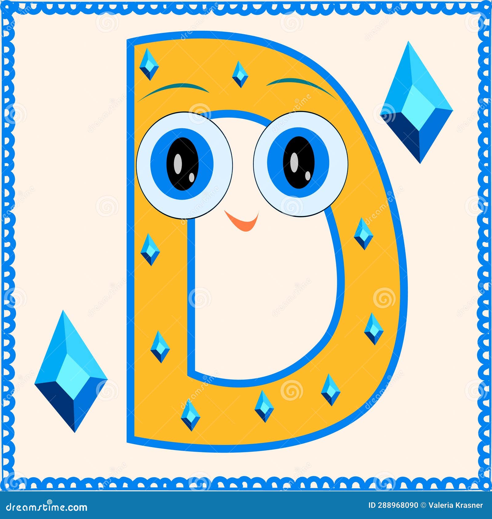 Letter D stock illustration. Illustration of kids, characters - 288968090