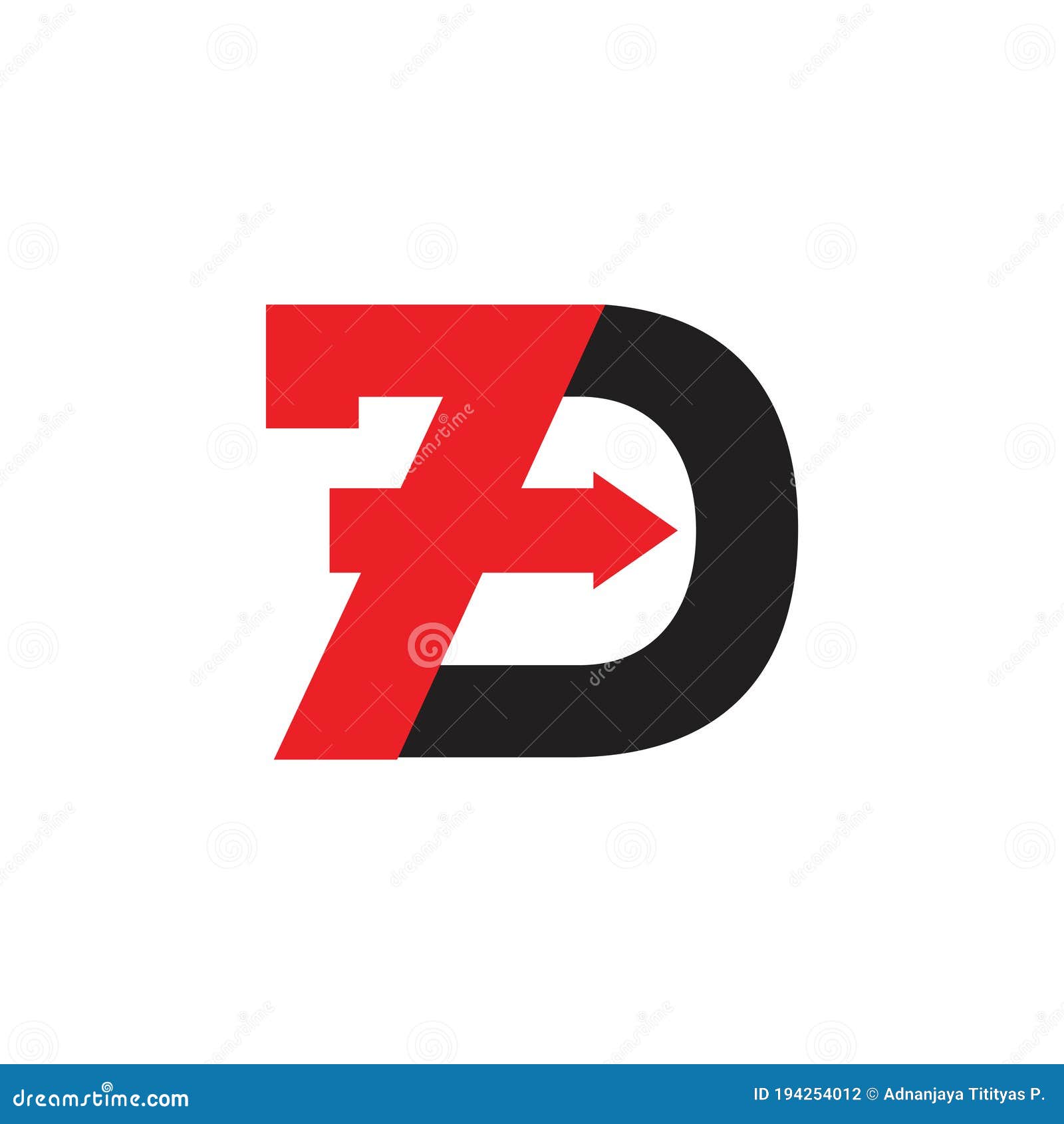 Letter 7d Geometric Linked Logo Vector | CartoonDealer.com #194254012