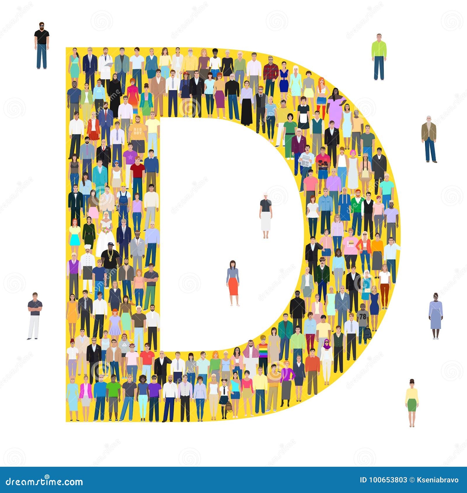 Letter D, Different People, Vector Illustration Stock Vector ...