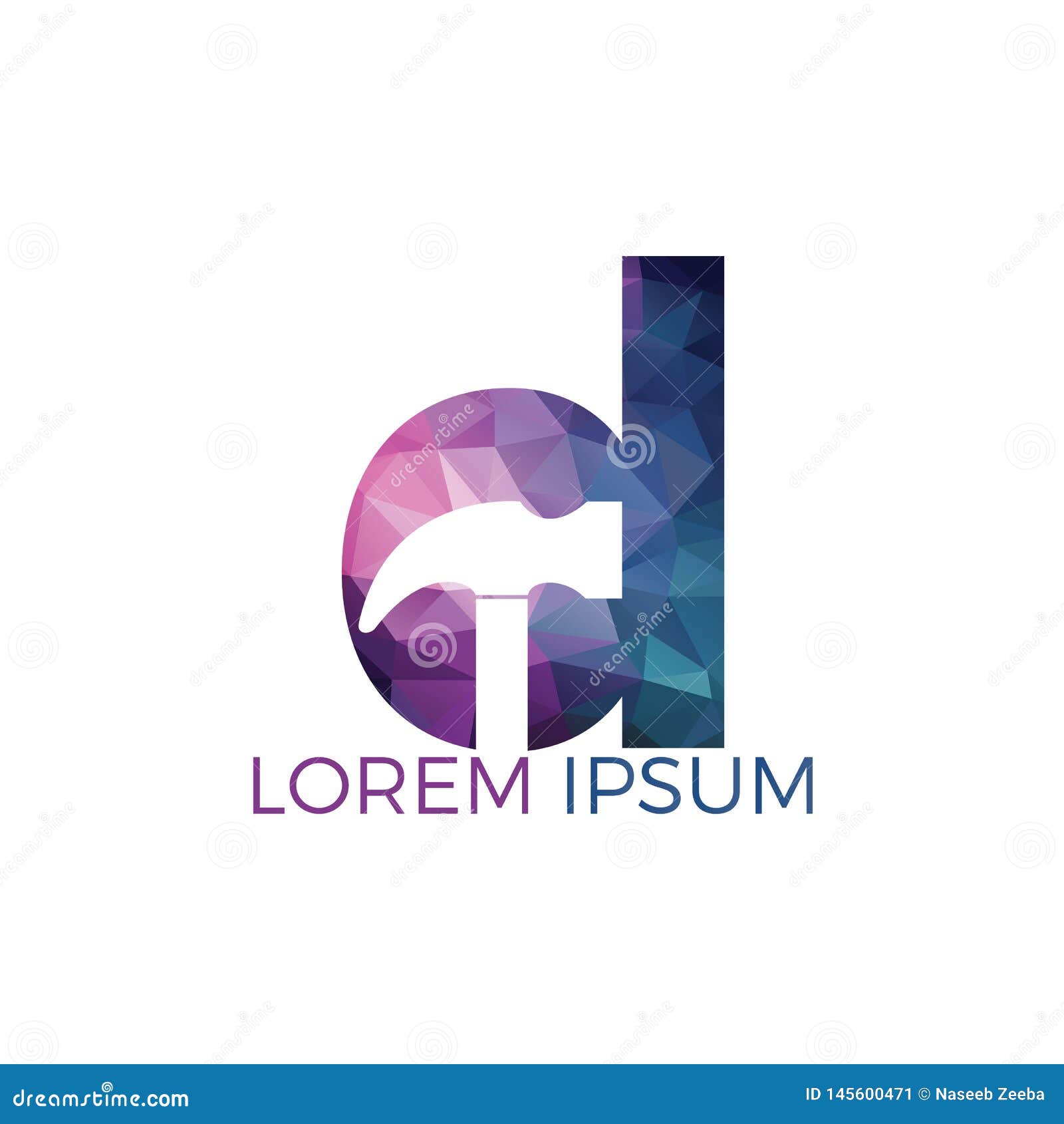 Letter D Hammer Logo Design. Stock Vector - Illustration of alphabet ...