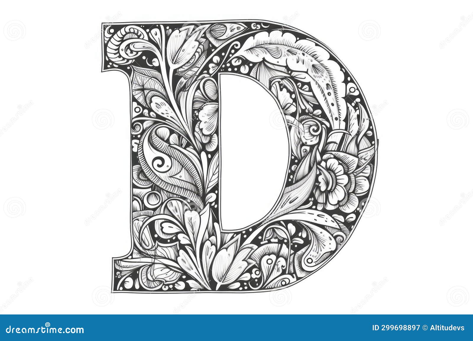 Letter D, Hand-drawn Doodle Style, on White Background Stock ...