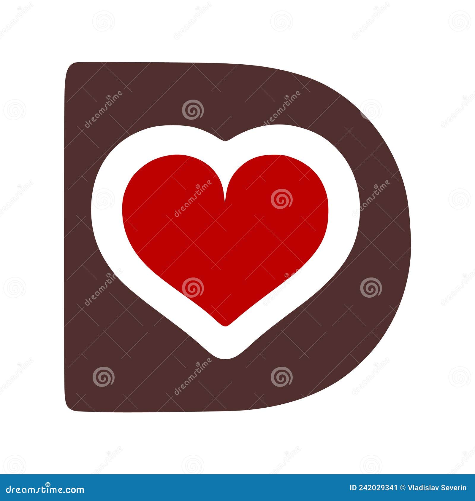 Letter d with heart symbol stock vector. Illustration of amour - 242029341